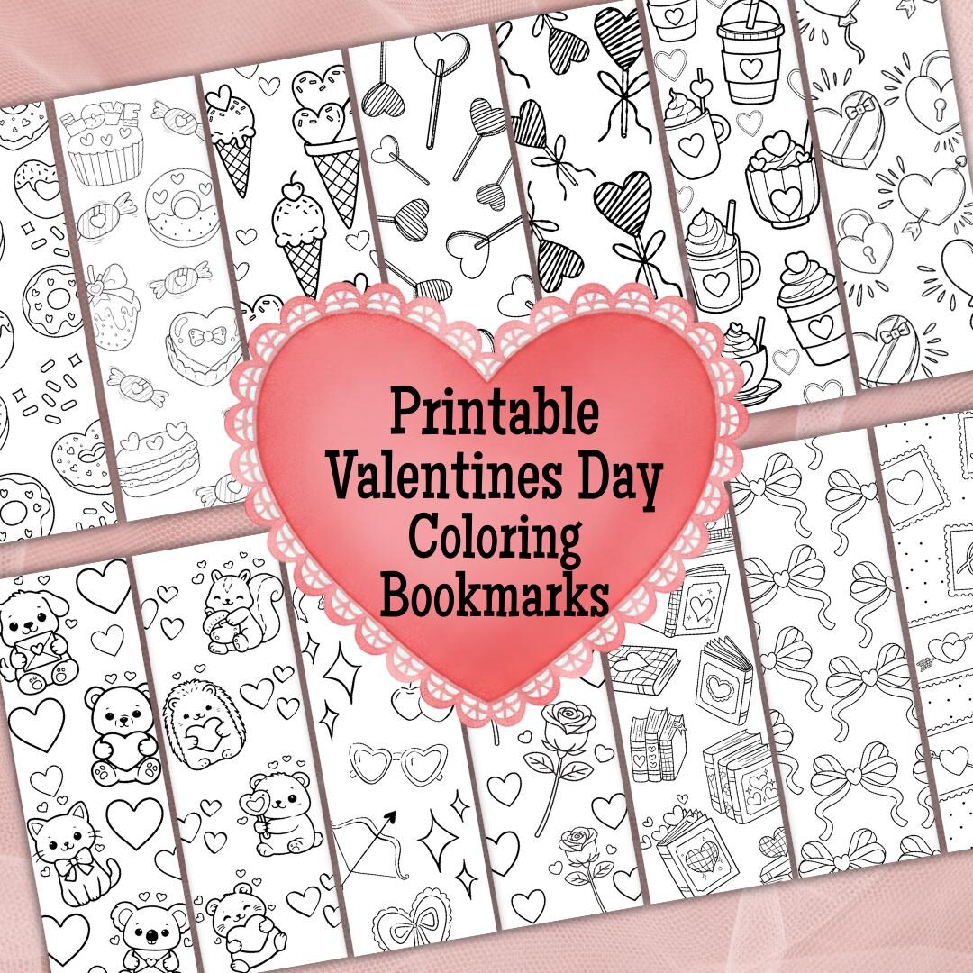 Printable Valentine Coloring Bookmarks for Valentines Day Activities ...