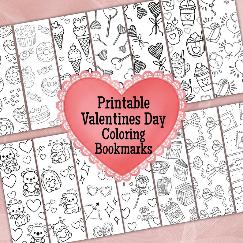 Printable Valentine Coloring Bookmarks for Valentines Day Activities ...