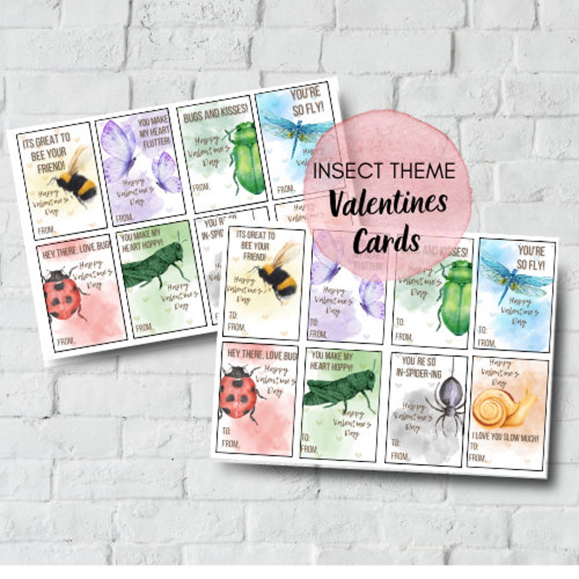 Printable Insects Valentines Day Cards for Kids • Insect / Bug Theme ...