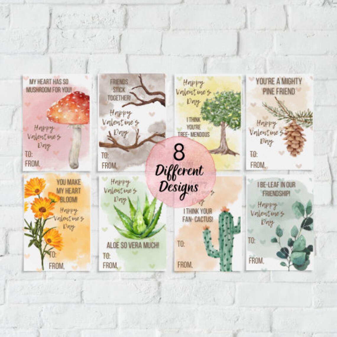 Nature Valentines Day Cards for Kids Classroom Printables DIY Vday Card ...