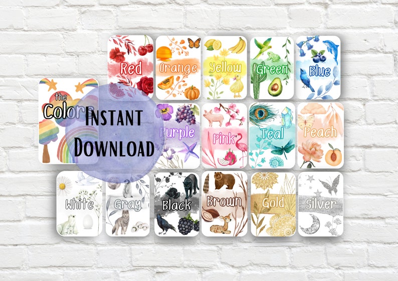 Flashcards for Kids Printable Color Learning Cards for Classroom ...