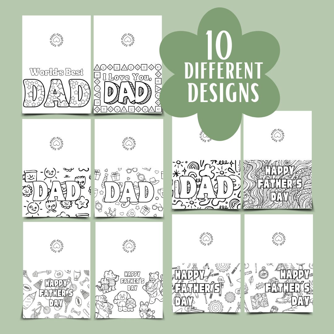 Happy Fathers Day Card for Dad Printable Gift From Kids Coloring Page ...