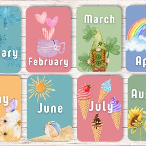 Months of the Year Flashcards Matching Memory Game Printables English ...