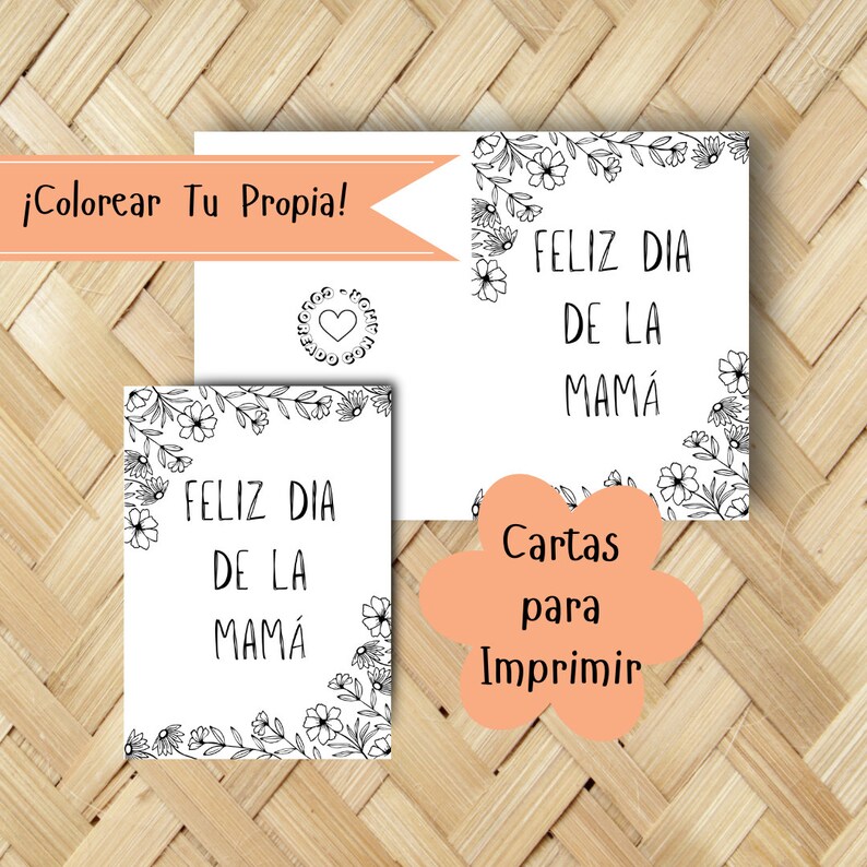 Feliz Dia De La Madre, Español 6 Páginas Colorea Tu Propia Carta Para ...