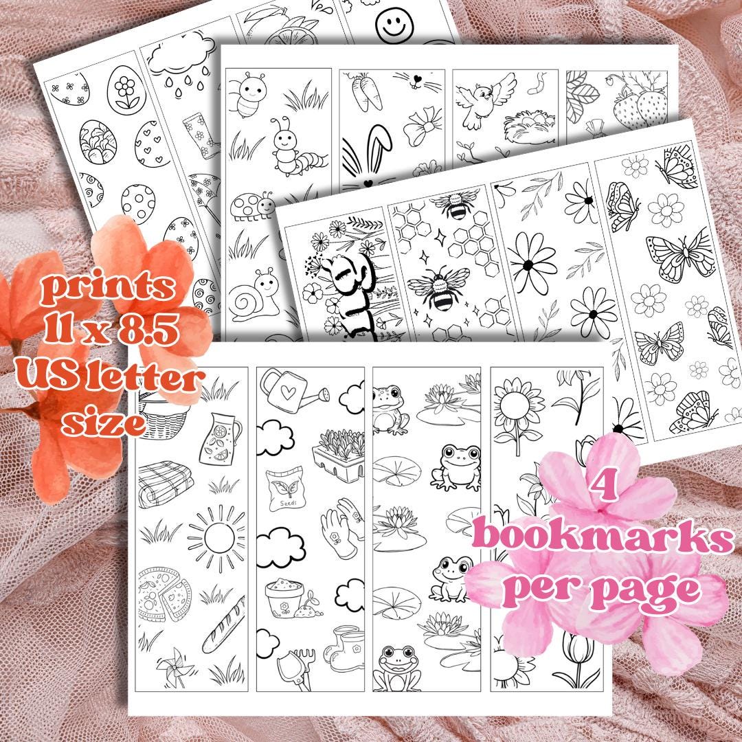 Spring Bookmarks Printable Gifts for Book Lover Spring Coloring Pages ...