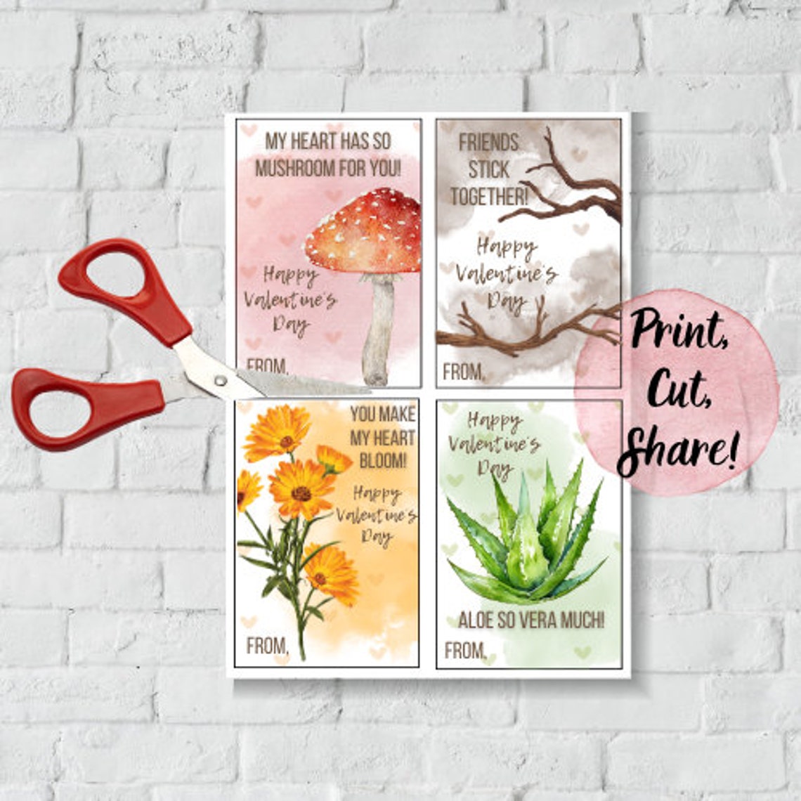 Nature Valentines Day Cards for Kids Classroom Printables DIY Vday Card ...