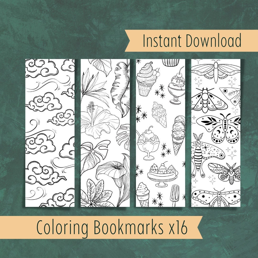 Coloring Bookmarks for Adult and Kids Book Lovers Gift for Teachers ...