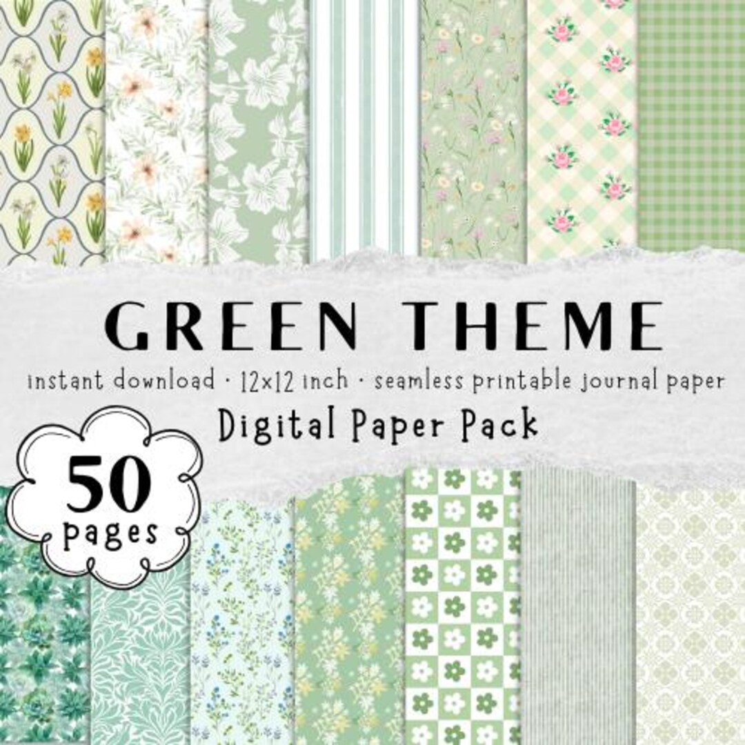 Green Background Digital Paper Craft Supply for Scrapbooking Printable ...