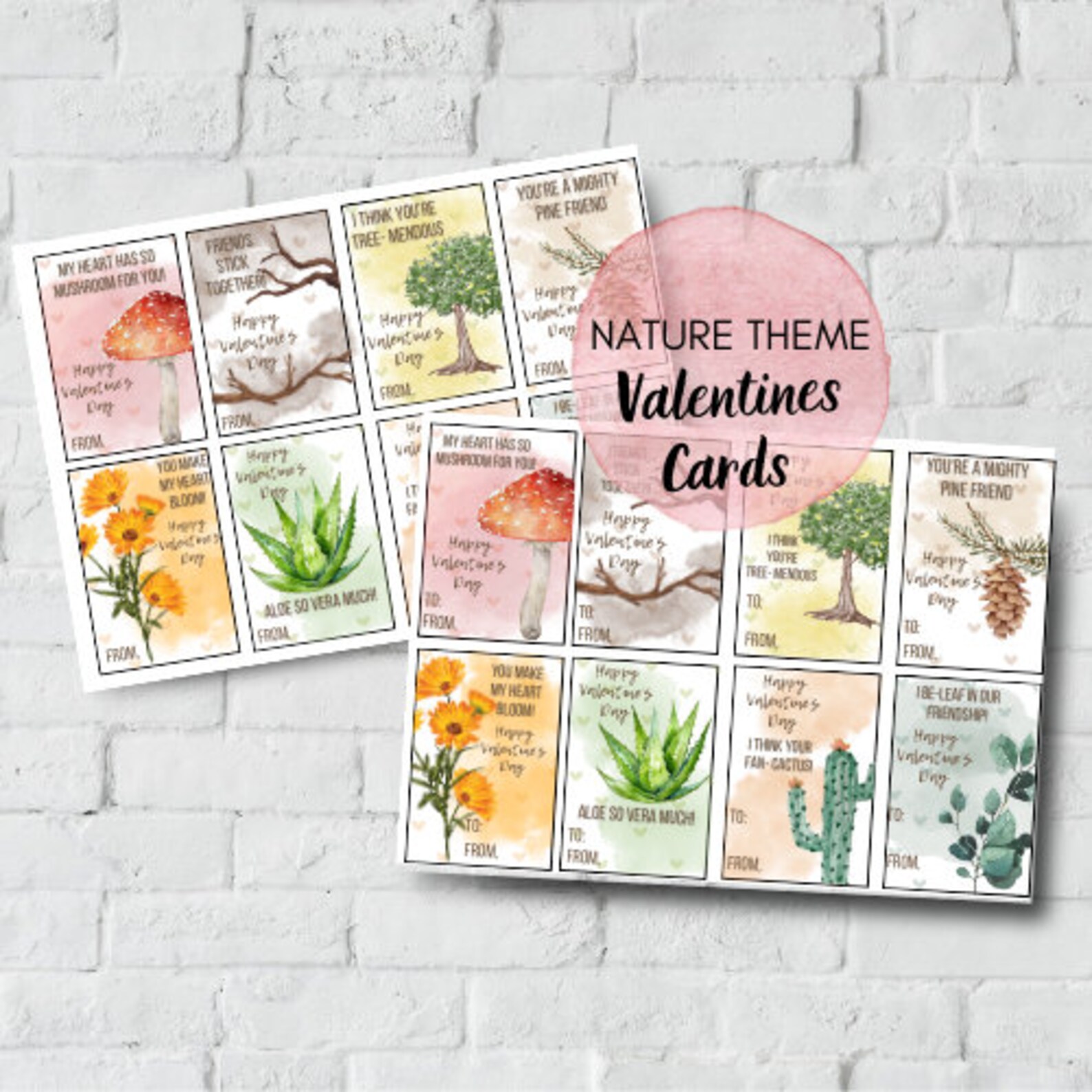 Printable Nature Valentines Day Cards for Kids • Nature Theme, Plant ...