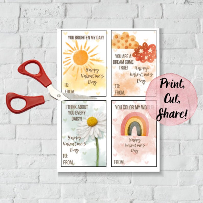 Printable Boho Valentines Day Cards for Kids • Boho Theme • Digital ...