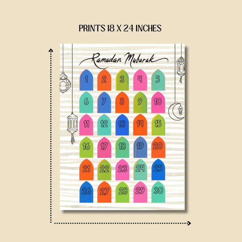 Printable Ramadan Countdown Calendar Poster for Eid Kids Acivity ...