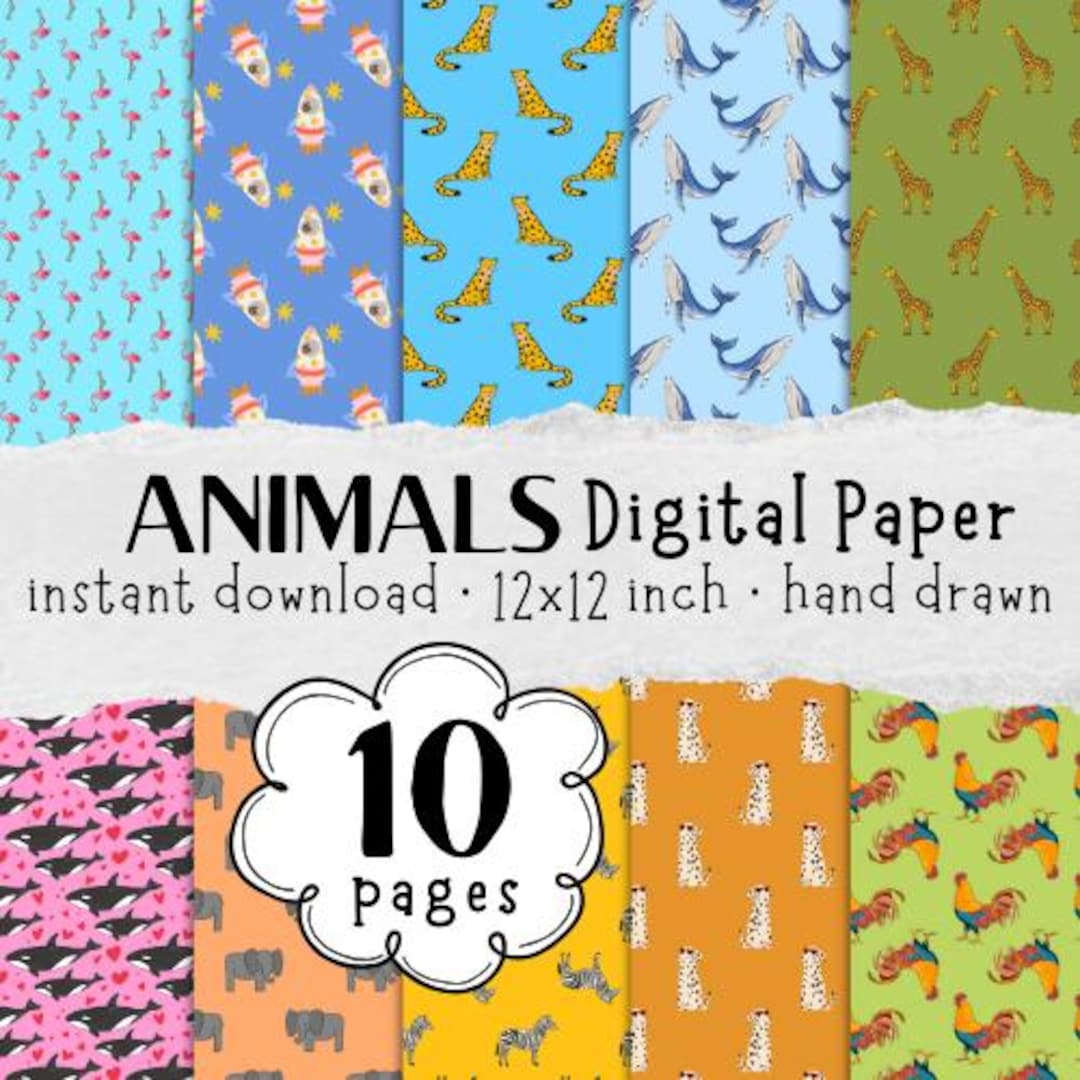 Animals Printable Background Paper Craft Supply for Scrapbooking ...