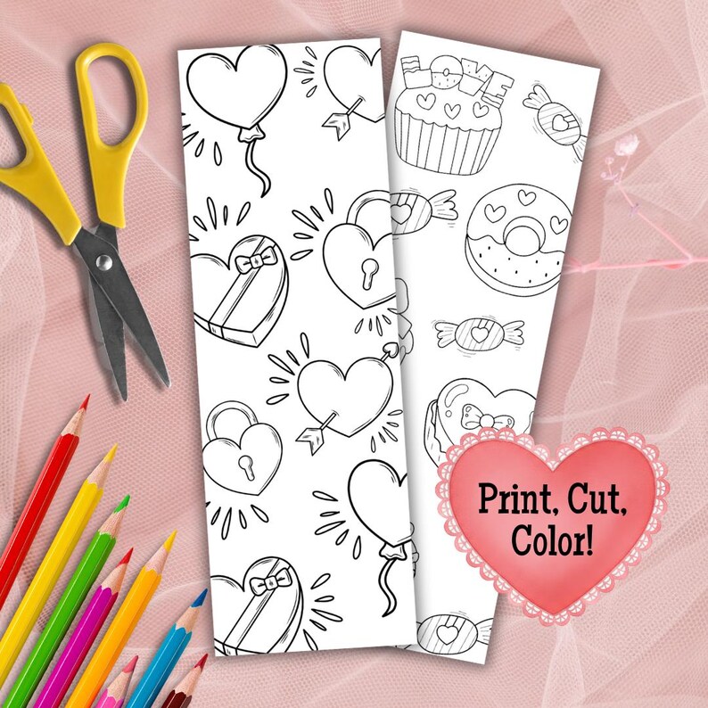 Printable Valentine Coloring Bookmarks for Valentines Day Activities ...