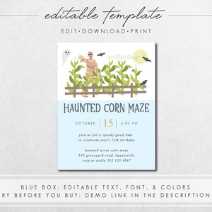 Haunted Corn Maze Invite, Corn Maze Flyer, Haunted Corn Maze Flyer ...