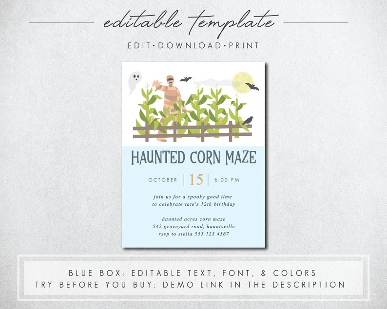 Haunted Corn Maze Invite, Corn Maze Flyer, Haunted Corn Maze Flyer ...