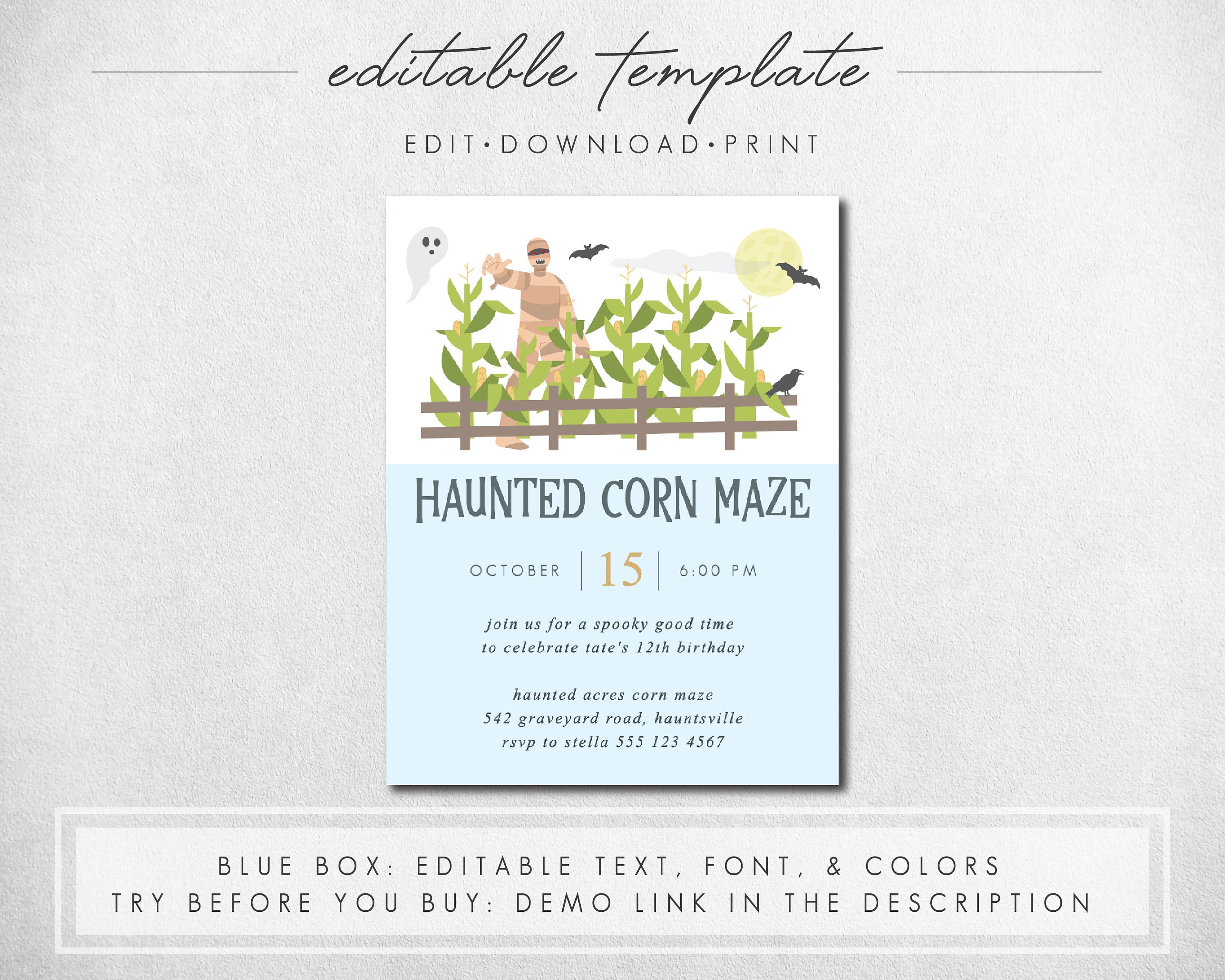 Haunted Corn Maze Invite, Corn Maze Flyer, Haunted Corn Maze Flyer ...