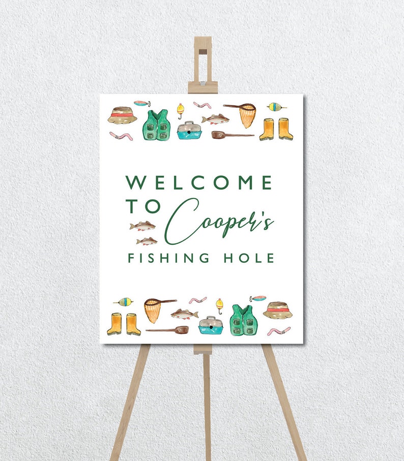 Fishing Birthday Welcome Sign, O-fish-ally Birthday Welcome Sign ...