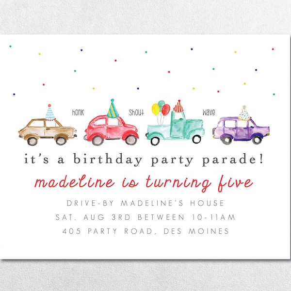 Drive by Birthday Parade Invitation - Etsy