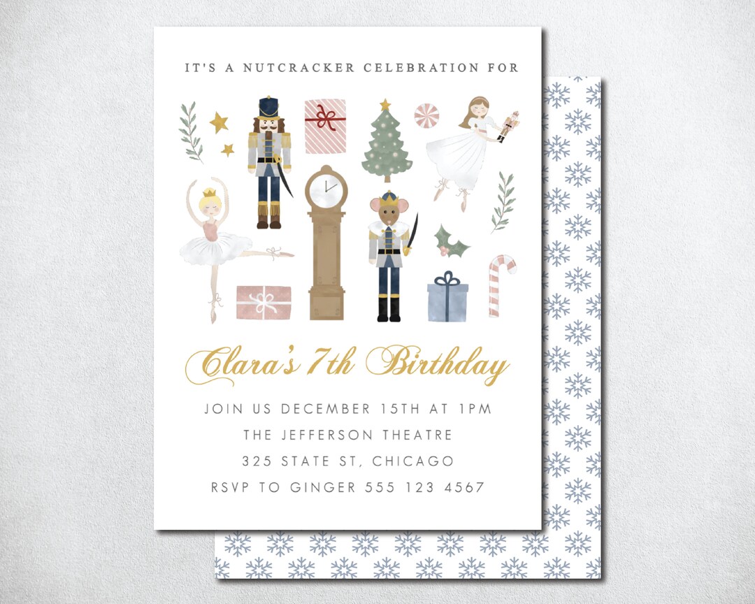 Nutcracker Invitation, Christmas Birthday Invite, Ballet Birthday Invite, Nutcracker Ballet ...