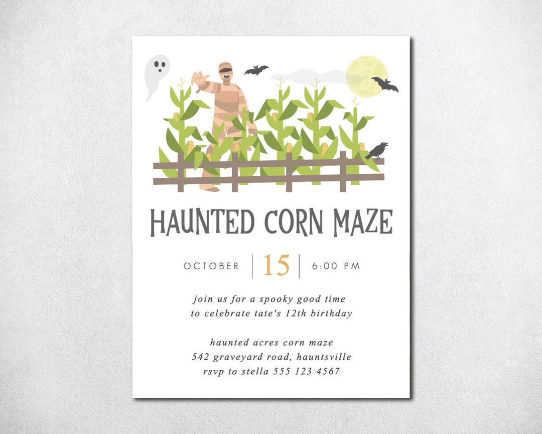 Haunted Corn Maze Invite, Corn Maze Flyer, Haunted Corn Maze Flyer ...