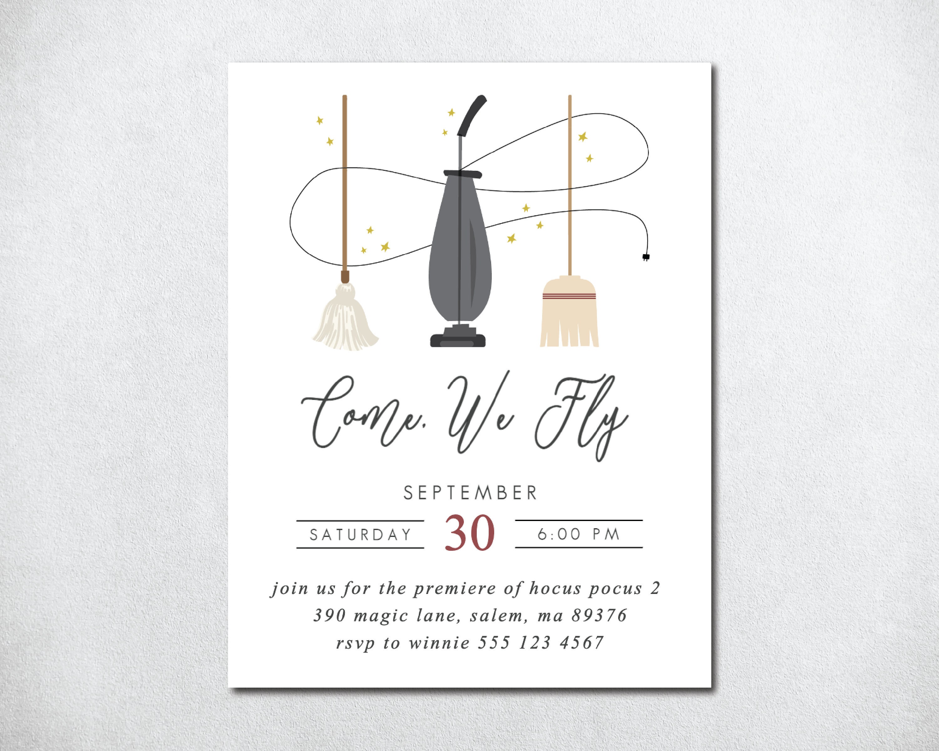 Hocus Pocus 2 Invite Come We Fly Invite Hocus Pocus Party - Etsy