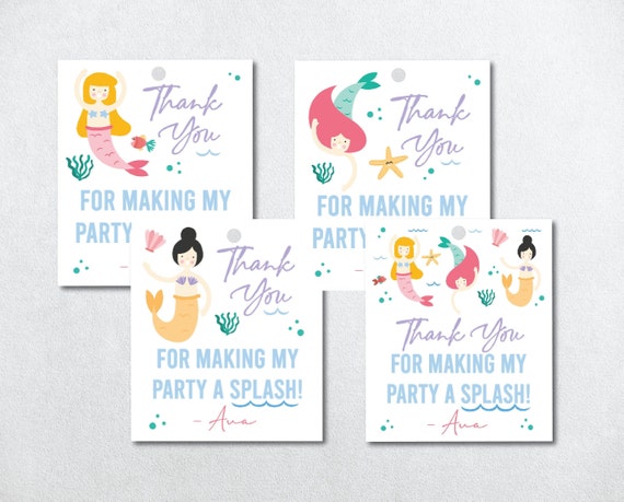 Mermaid Favor Tags Mermaid Party Gift Tags Mermaid Printable - Etsy