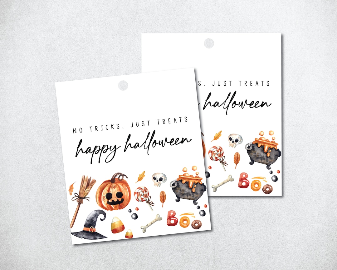 Halloween Treat Tags, Editable Halloween Favor Tags, Halloween Gift Tag ...