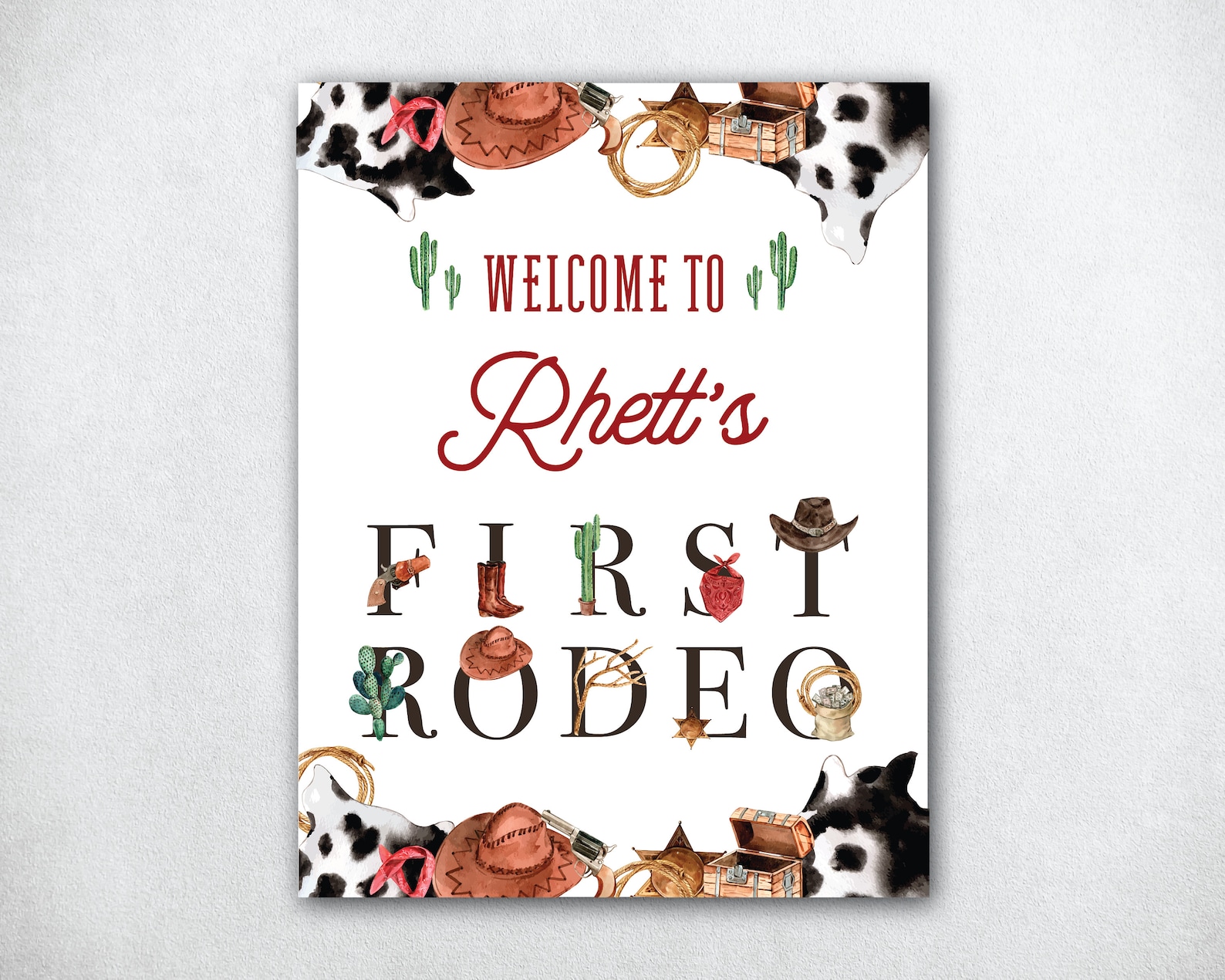 Cowboy Birthday Sign Cowboy Welcome Sign Template First | Etsy