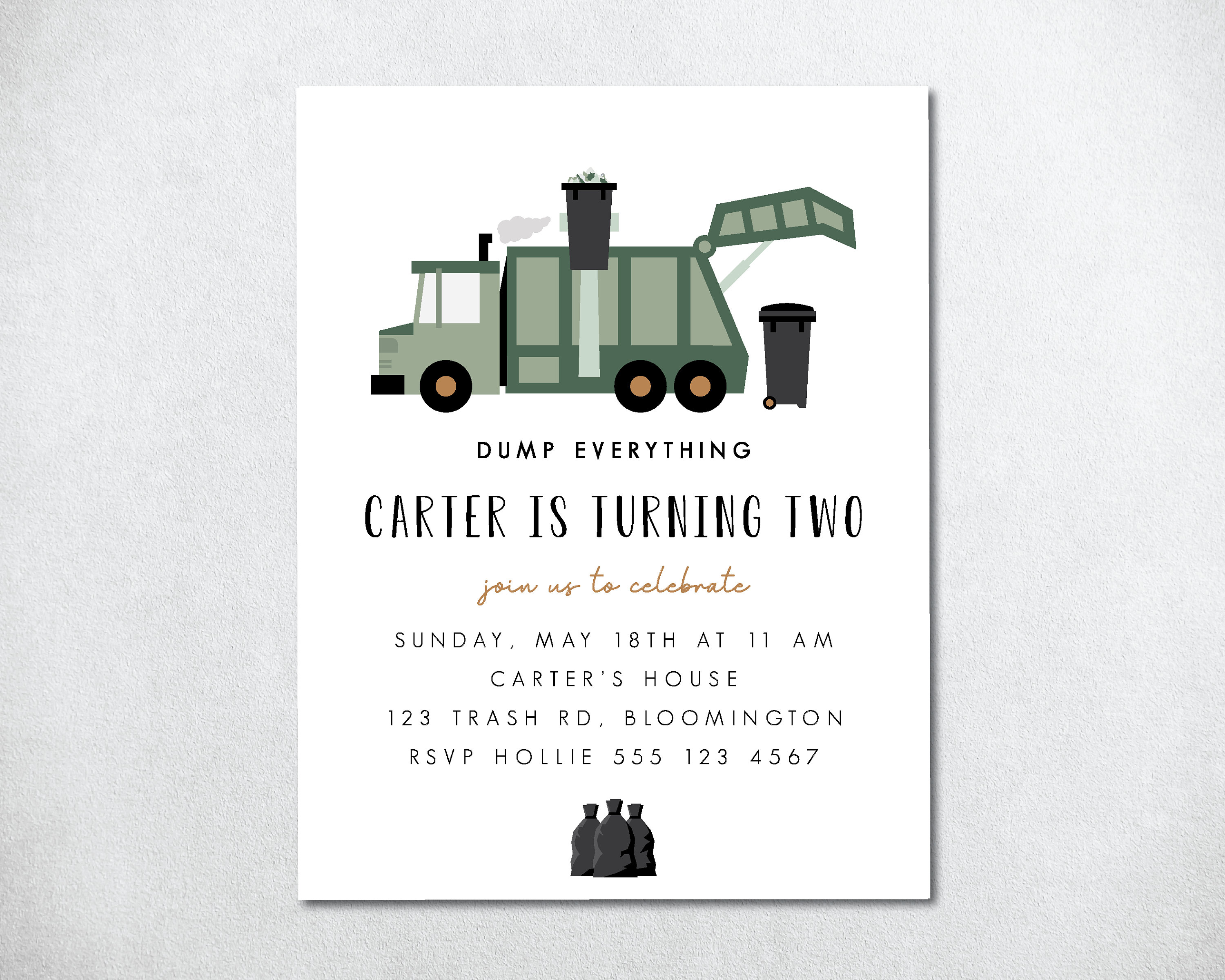 Trash Bash Birthday Invitation, Dump Everything Invitation, Garbage ...