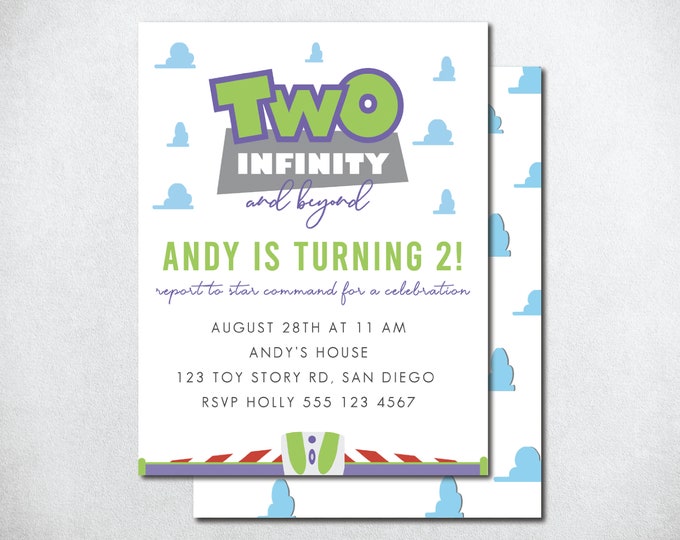 Two Infinity and Beyond Birthday Invitation, Buzz Lightyear Invite, Two ...