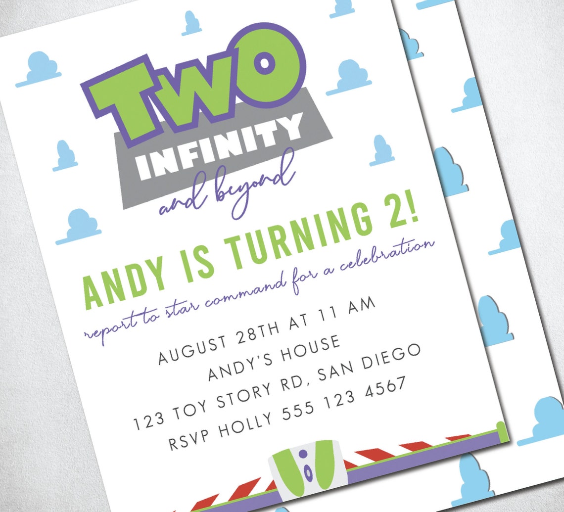 Two Infinity and Beyond Birthday Invitation Buzz Lightyear - Etsy