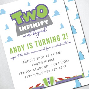 Two Infinity and Beyond Birthday Invitation, Buzz Lightyear Invite, Two ...