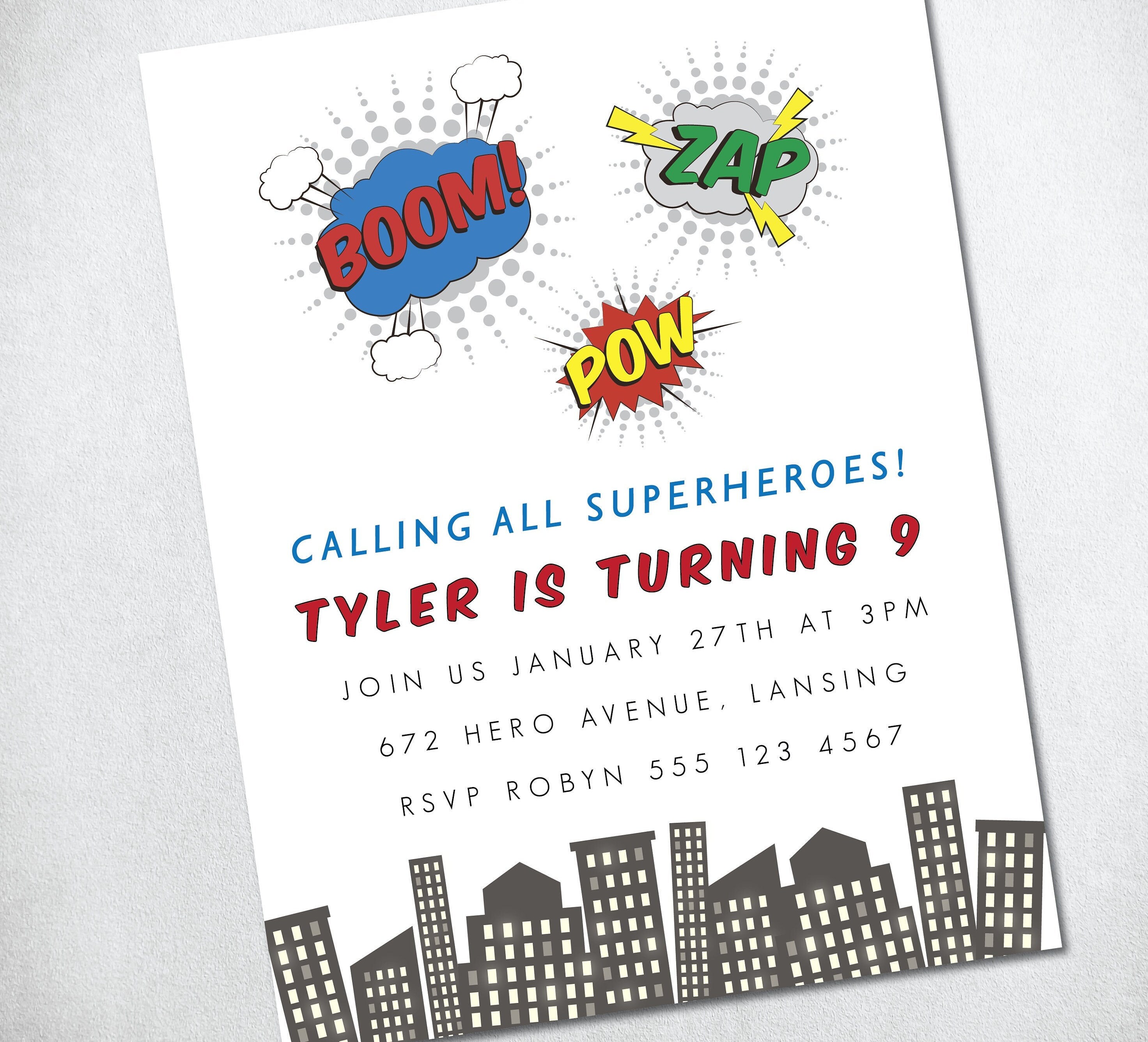 Invitación de cómic invitación de cumpleaños de cómic - Etsy México