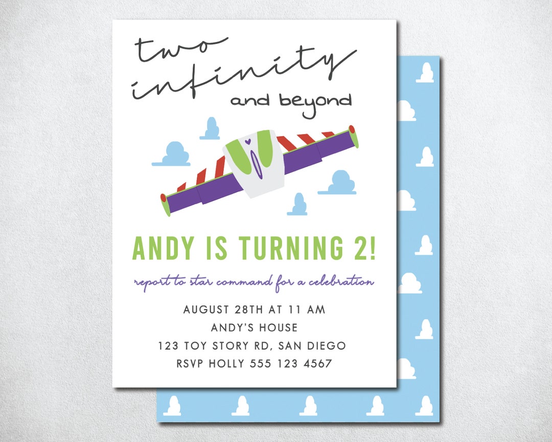 Buzz Lightyear Invite, Two Infinity and Beyond Birthday Invitation, Two ...