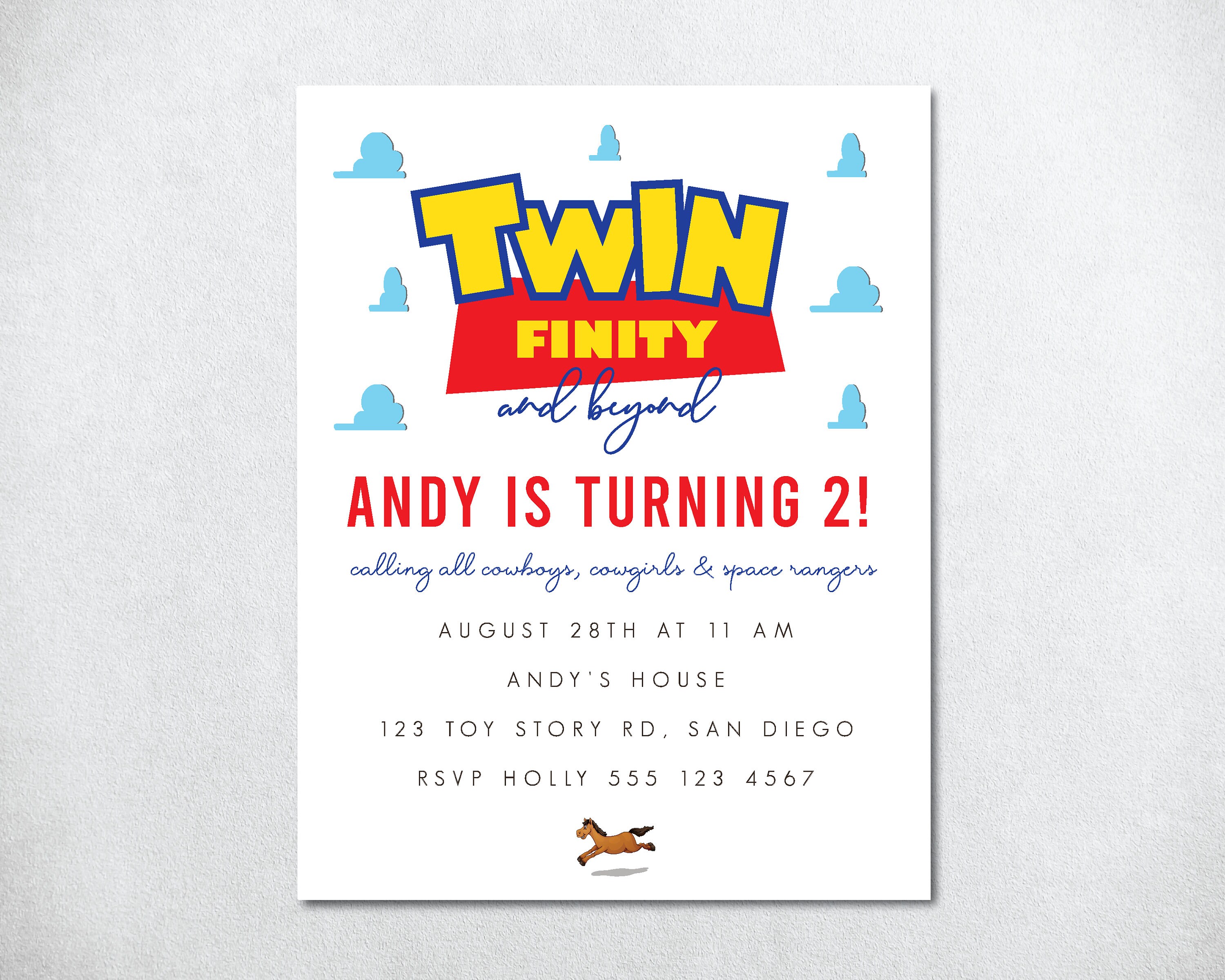 Twinfinity and Beyond Birthday Invitation Twin Finity Invite - Etsy