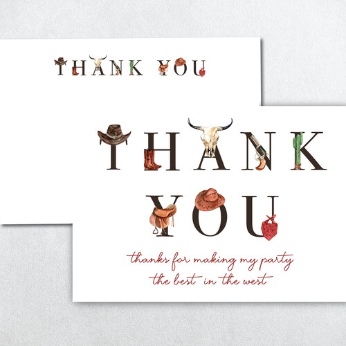 Cowboy Thank You Card Cowboy Printable Thank You Card First - Etsy