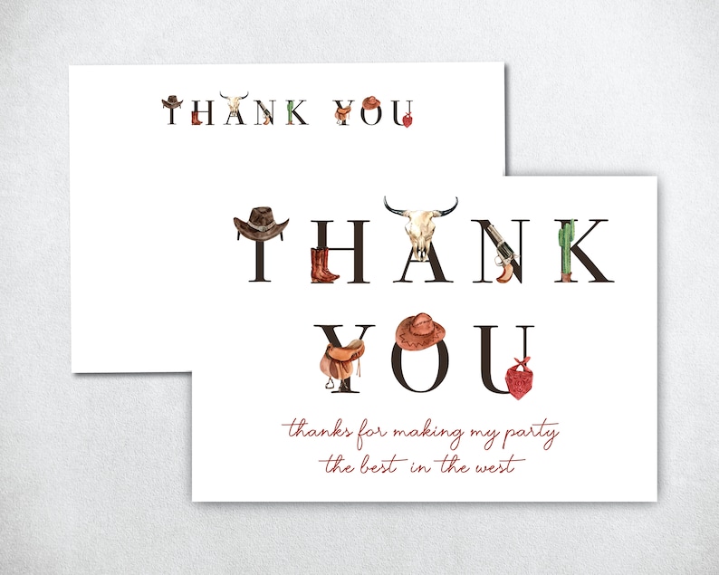 Cowboy Thank You Card, Cowboy Printable Thank You Card, First Rodeo ...