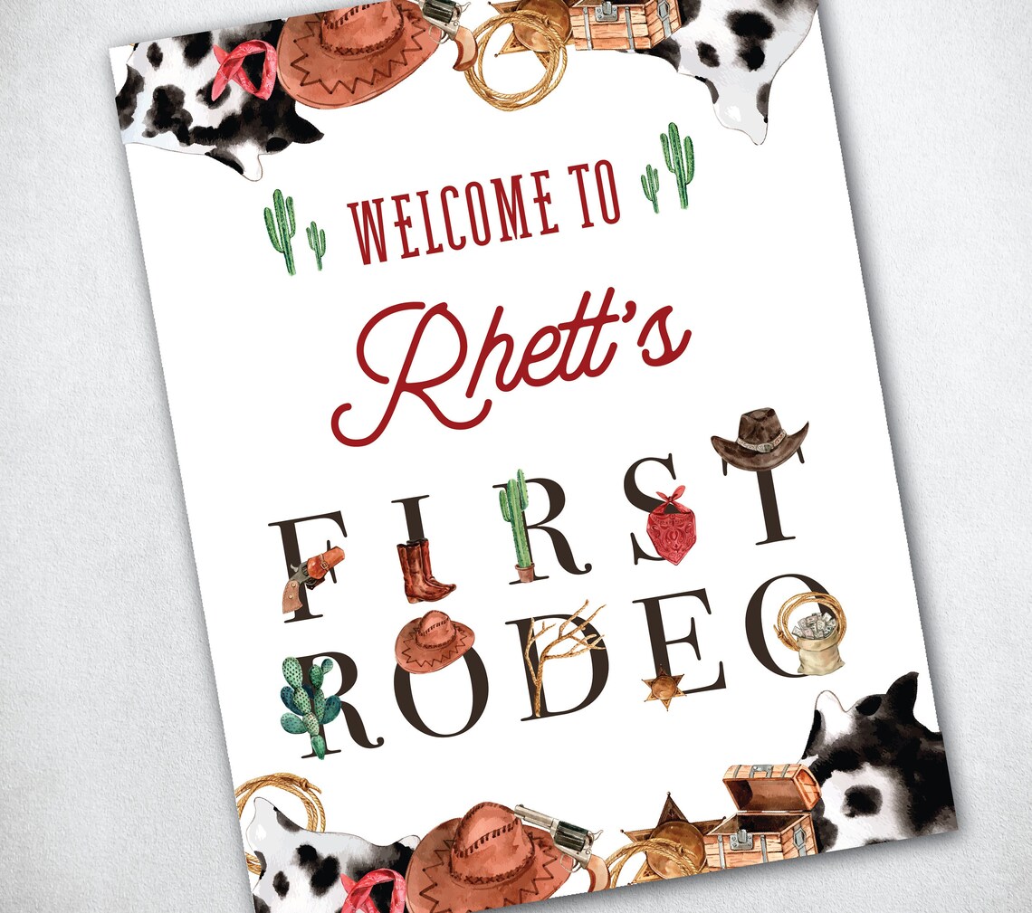 Cowboy Birthday Sign Cowboy Welcome Sign Template First | Etsy