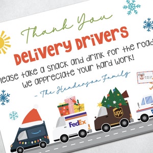 Christmas Delivery Driver Thank You Sign, Delivery Driver Snack and ...