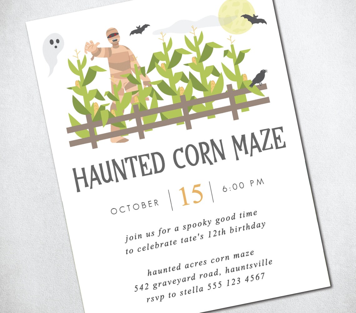 Haunted Corn Maze Invite, Corn Maze Flyer, Haunted Corn Maze Flyer ...