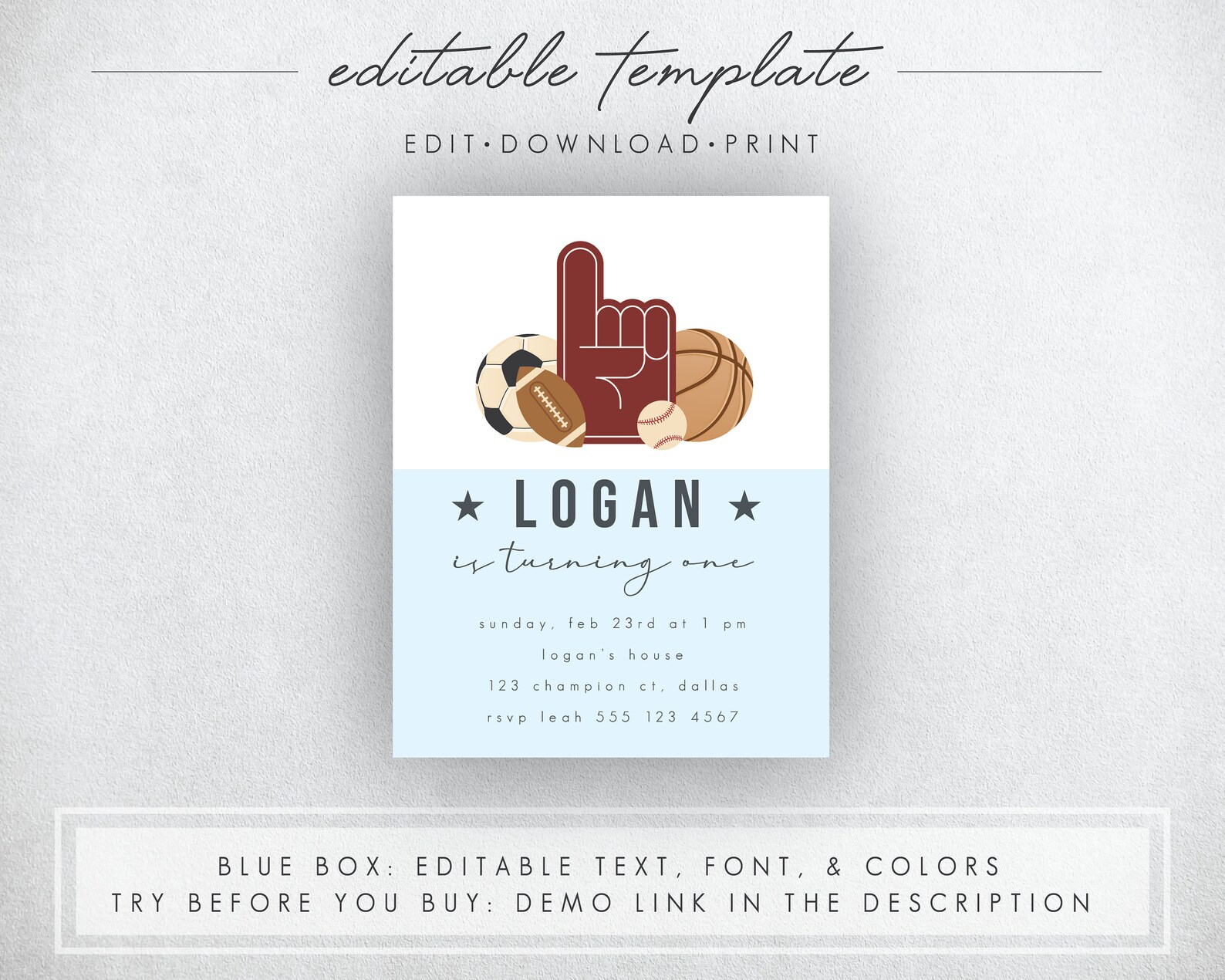 Sports Birthday Invite All Star Birthday Invitation MVP - Etsy