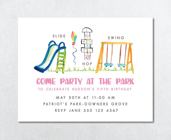 Park Party Invitation Park Birthday Invitation Party at the | Etsy