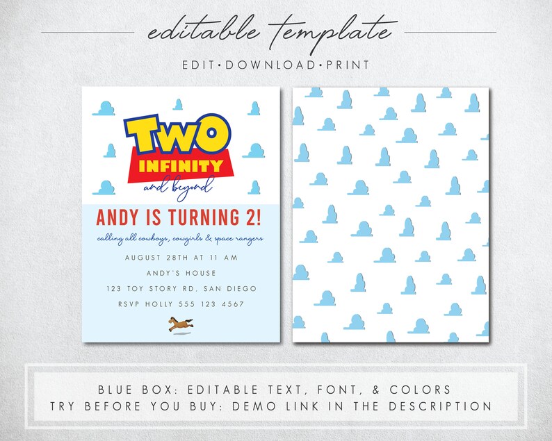 Two Infinity and Beyond Birthday Invitation, Two Infinity Invite ...