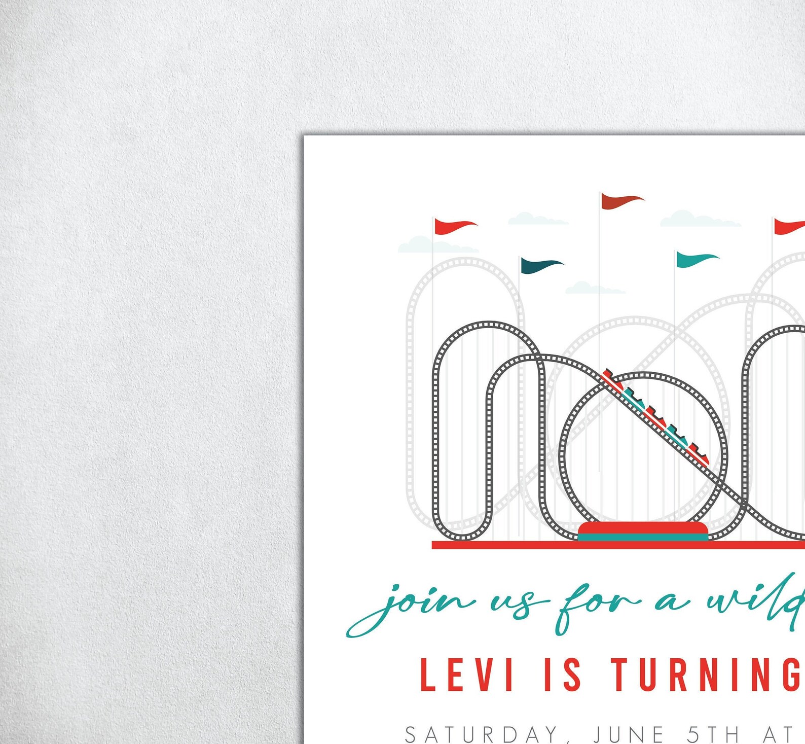 Roller Coaster Birthday Invitation, Amusement Park Birthday Invite ...