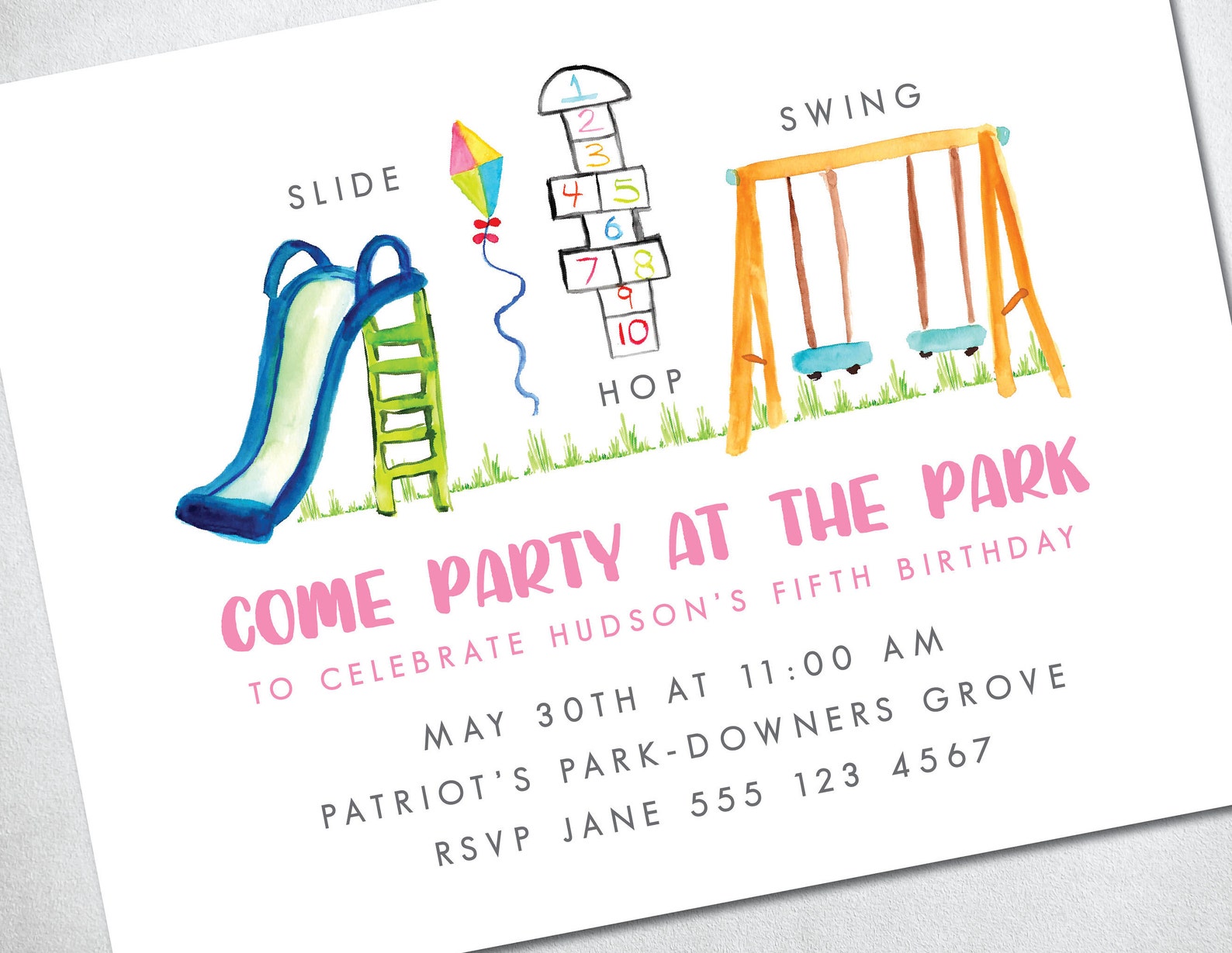 Park Party Invitation, Park Birthday Invitation, Party at the Park ...