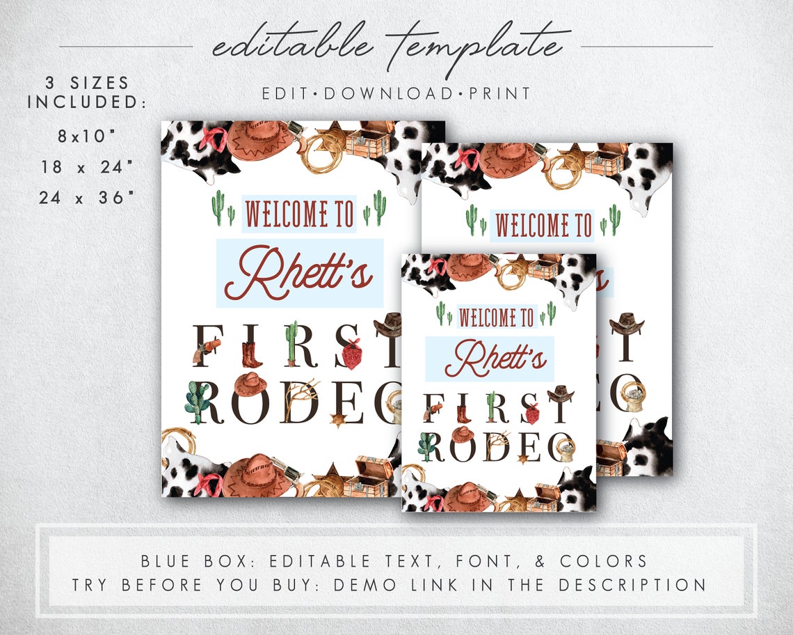 Cowboy Birthday Sign Cowboy Welcome Sign Template First - Etsy