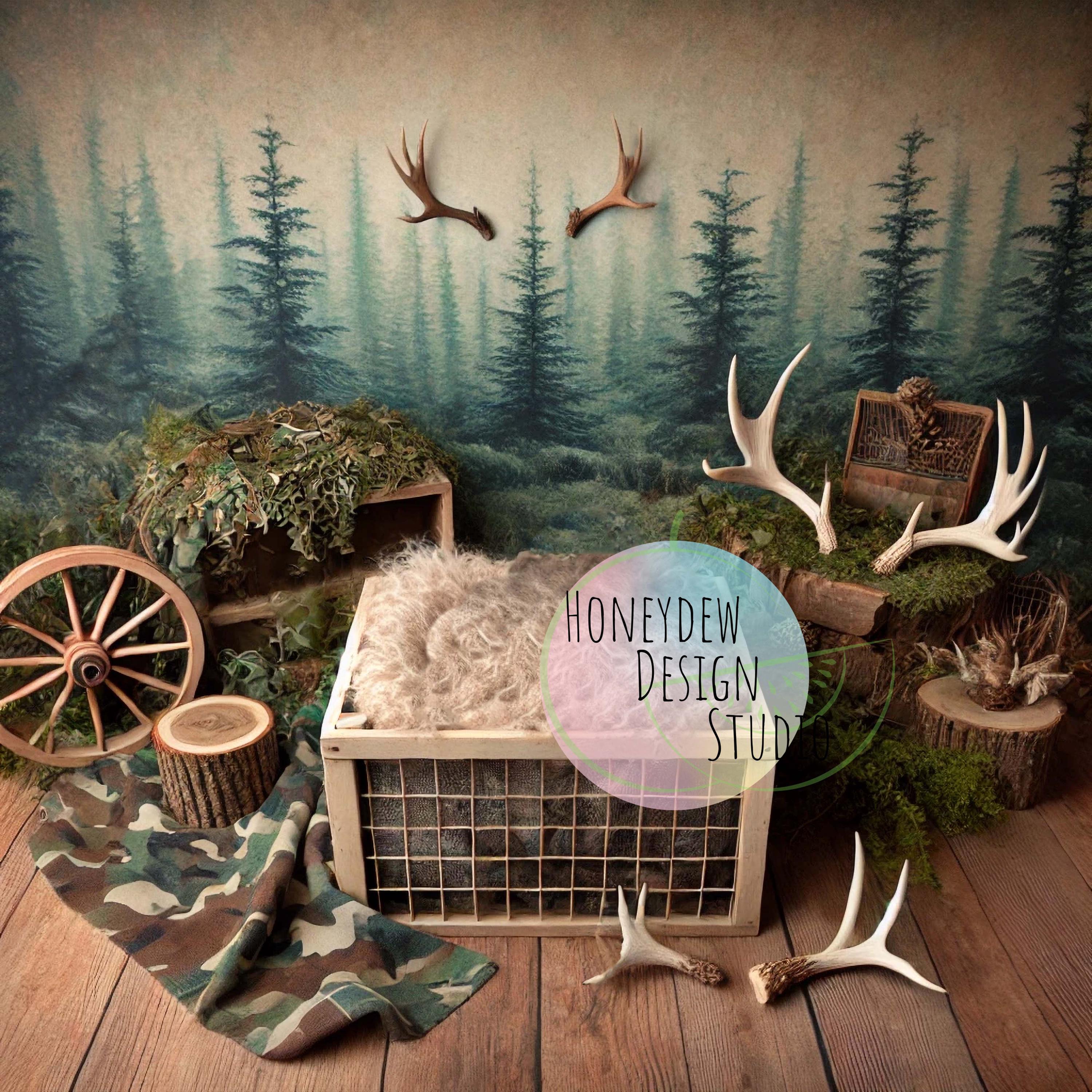 Hunting-themed Newborn Digital Backdrop – Rustic Sportsman Baby ...
