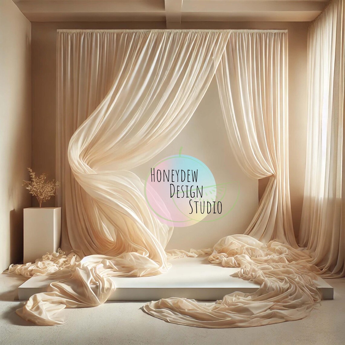 Cream Silken Fabric Digital Backdrop | Minimalist Ethereal Photography ...