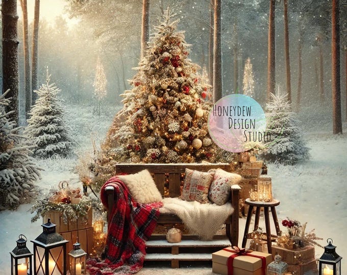 Magical Outdoor Christmas Digital Backdrop – Winter Wonderland Holiday ...