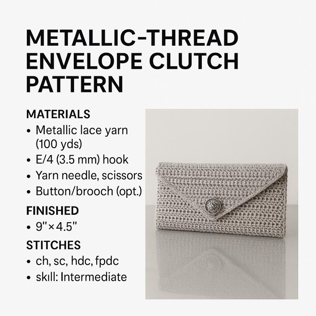 Metallic-thread Envelope Clutch Pattern - Etsy